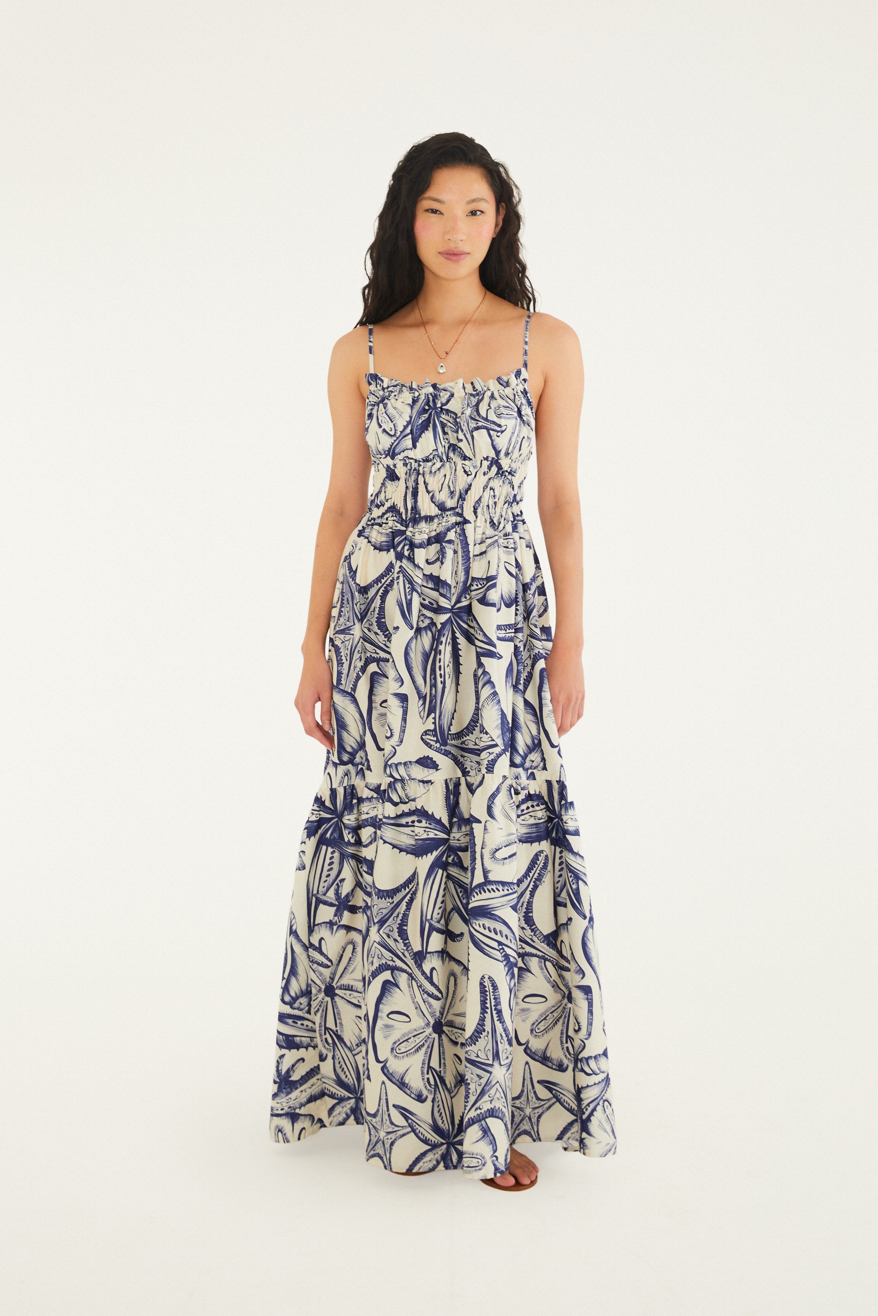 Vestido Maxi Estampado Paseo del Mar – FARMRIO PANAMA